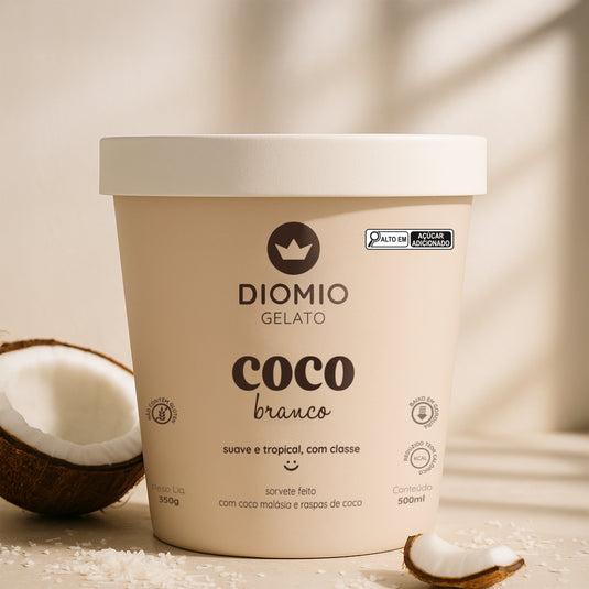 Detalhes do Gelato de Coco Branco – Dio Mio Gelato
